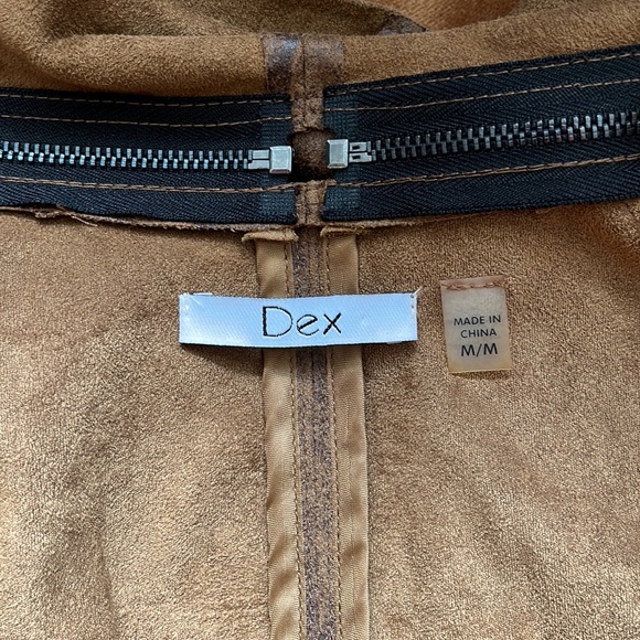 Dex | Jackets & Coats | Dex Brown Faux Leather And Suede Moto Drape ...